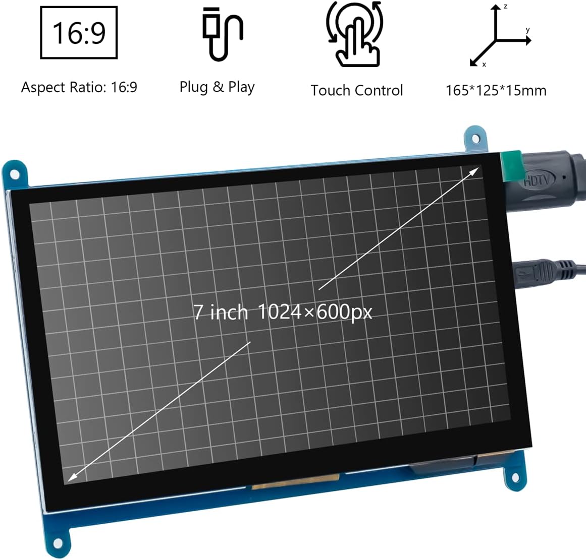 EYOYO Tela LCD DIY HDMI De 7 Polegadas 1024x600 Ultra HD De Toque ...