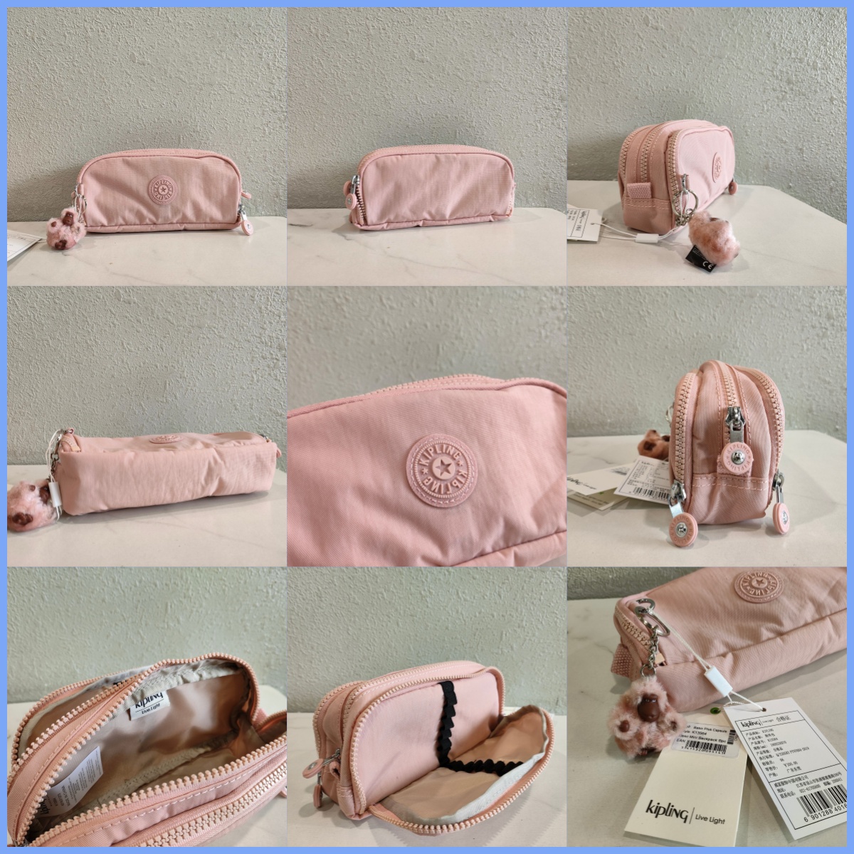 Kipl K13564 saco de lápis Zíper multi-camada Bolsa de lápis de grande ...