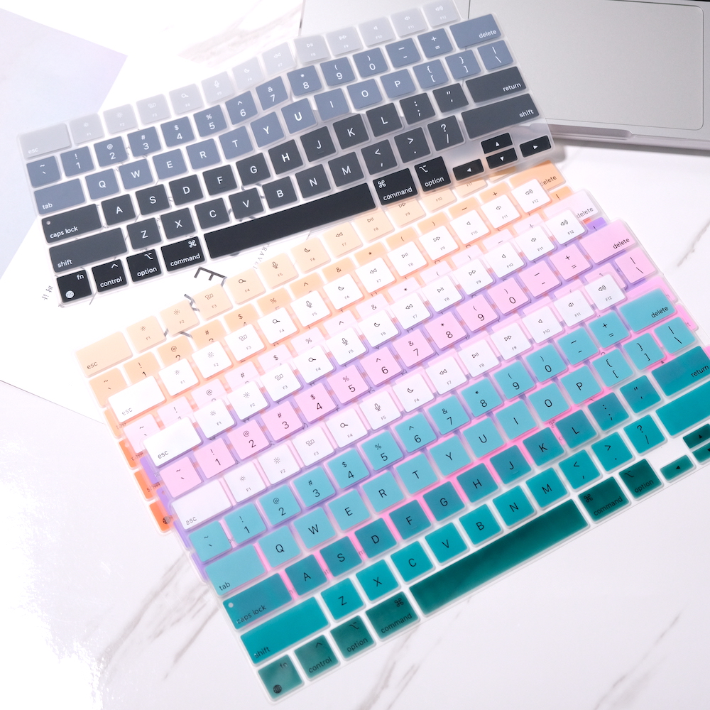 Capa De Teclado Dos Eua De Silicone De Cor Gradiente Para Macbook Pro Air 11 12 13 14 15 16 ...