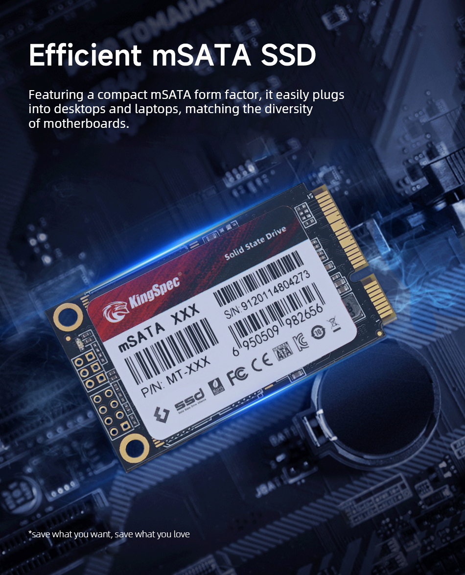 KingSpec mSATA SSD 128GB 256GB 512GB HDD Para Desktop Disco Rígido Interno De Estado Sólido Hp ...