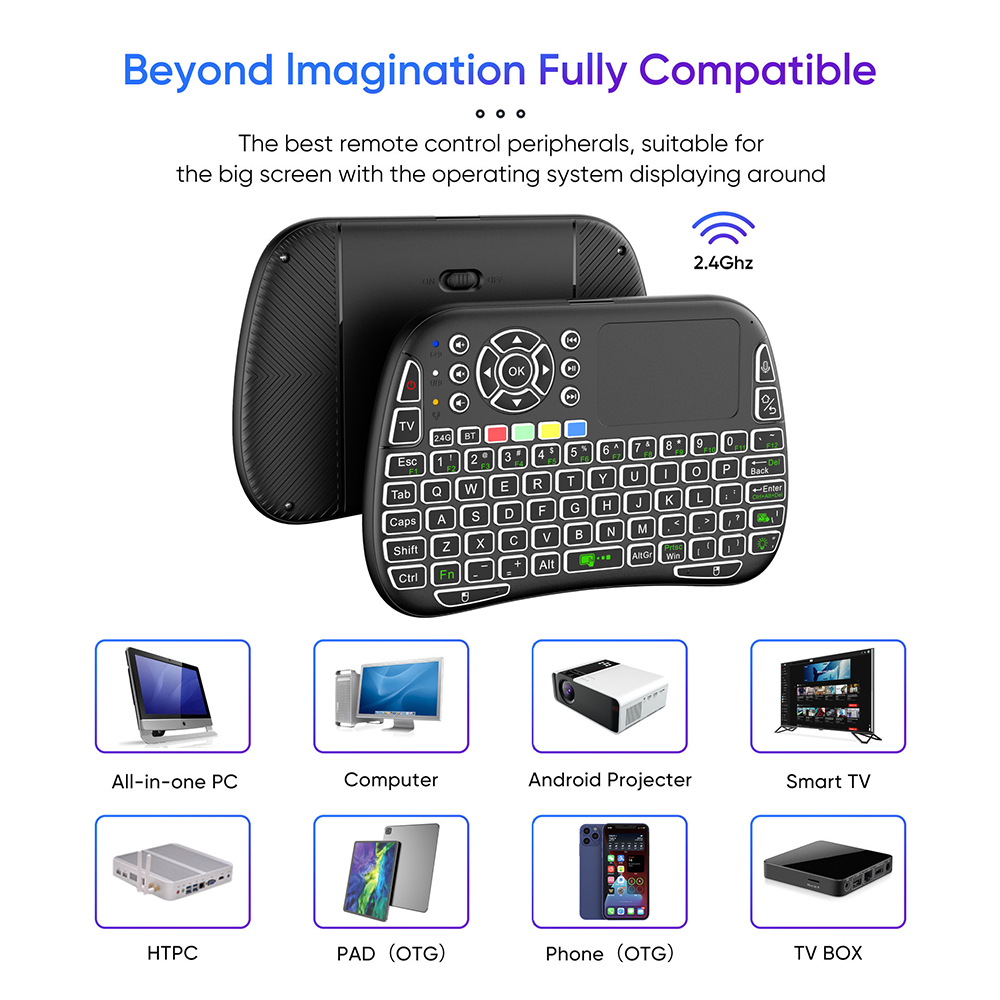 M9 BT 2.4G Mini Teclado Sem Fio com Conexão Remota e Touchpad para PC e ...