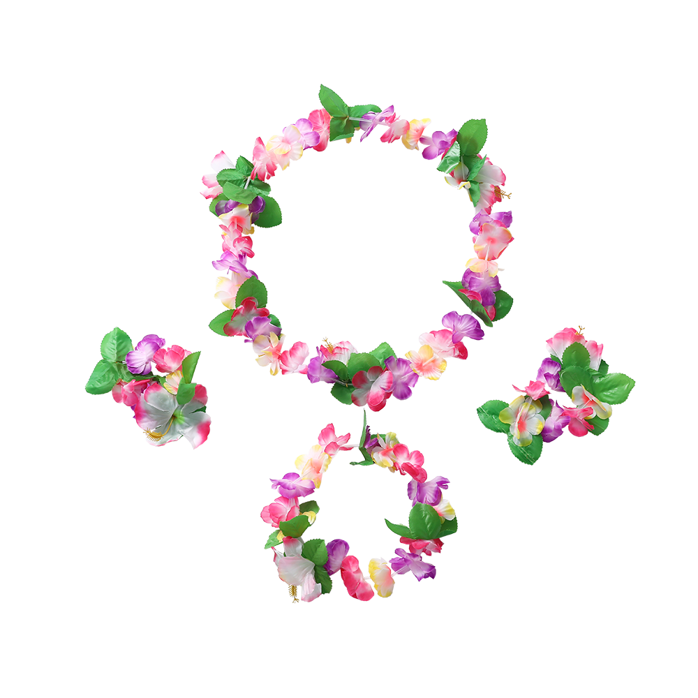 Novo Estilo Hawaiian Garland 4-Piece Set Beach Hawaii Party Wearable ...