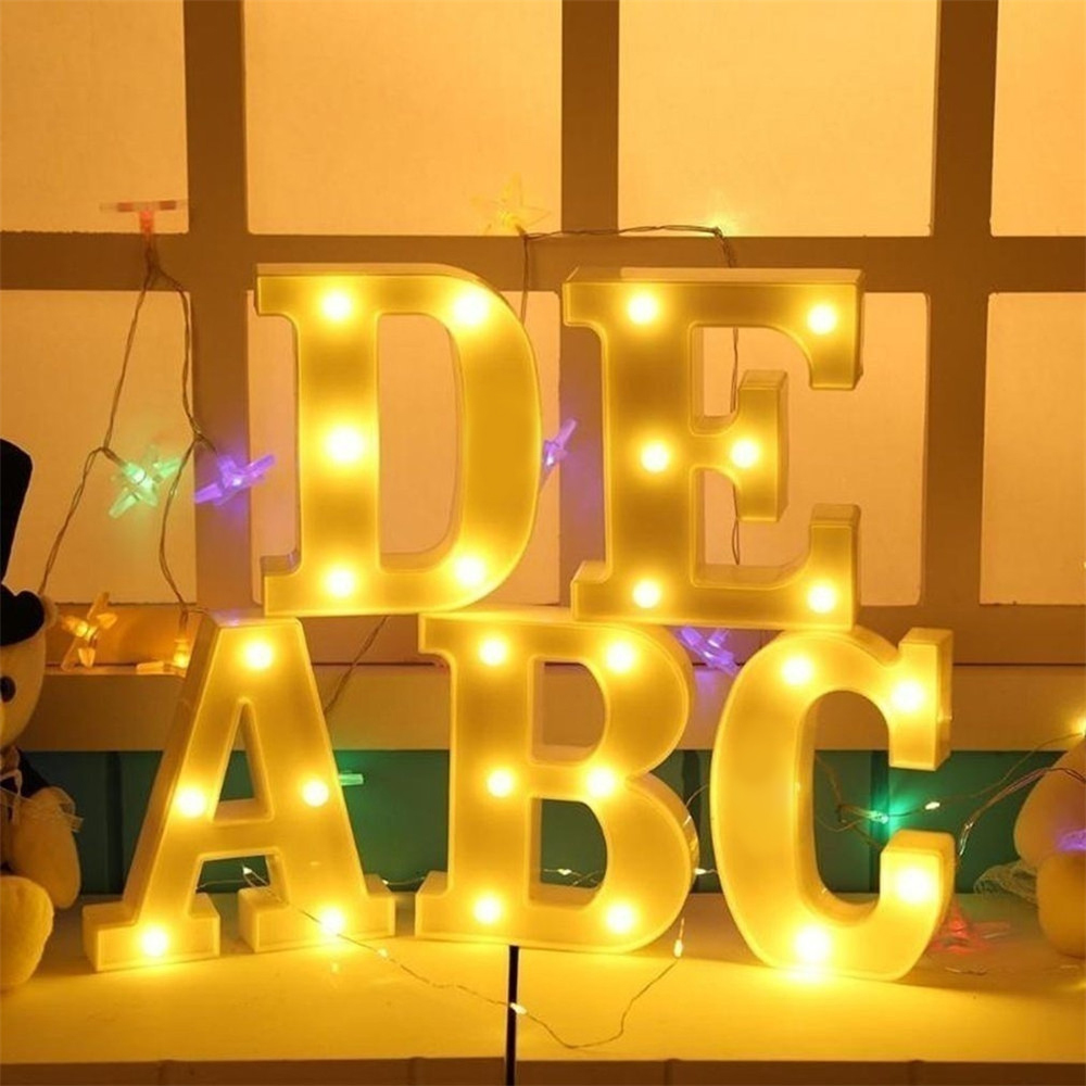 26 Letras Luzes LED Número Luminoso 0-9lâmpadas De Natal Decoração Sem ...