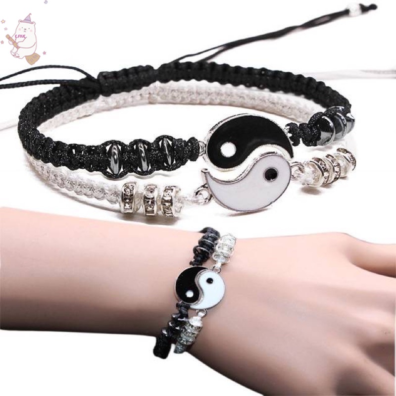 Pulseiras De Casal Tai Chi Para Casais-Joias Yin-Yang Com Corda Preta E ...