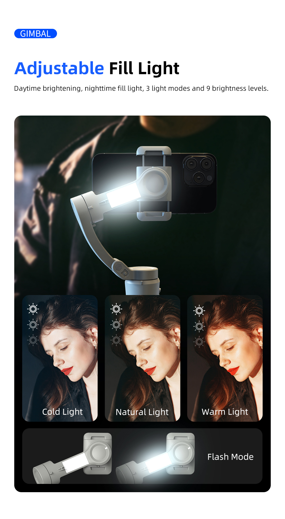 Estabilizador de Celular Gimbal Três Eixos Anti-Vibração Inteligente ...