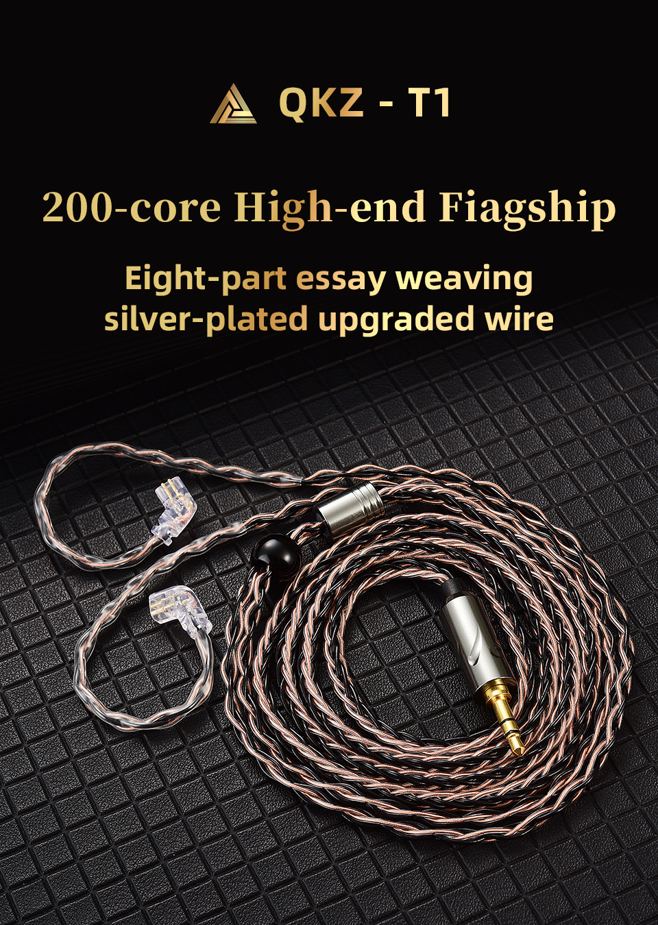 QKZ T1 200 Núcleos 8 Cordões OFC Fio De Cabo De Cobre Revestido De Prata Para EDX PRO Castor AK6 ...