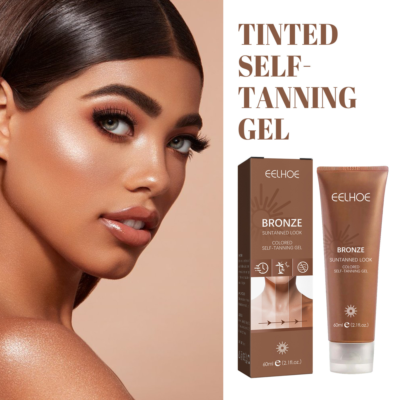 60ml Creme Bronzeador Gel Autobronzeador Loção Rosto Corpo Bronzeado ...