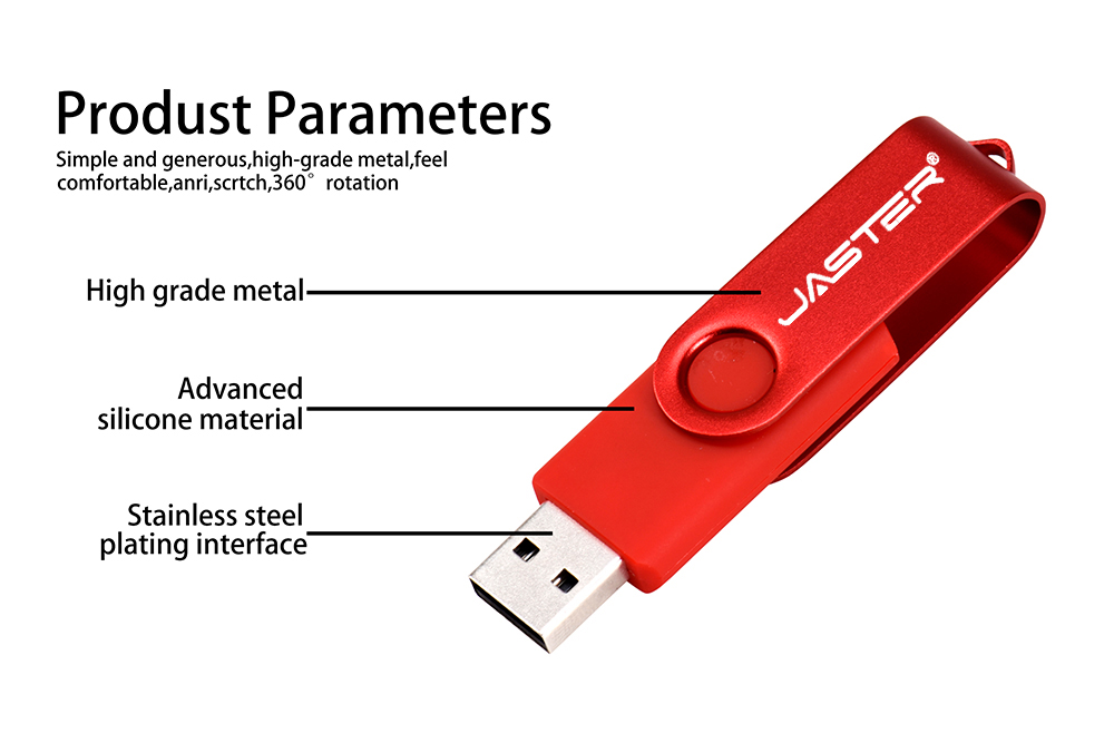 Jaster Unidade Flash USB 2.0 Giratória 8GB Com Chaveiro Pen Drive De Plástico Pendrive Business ...