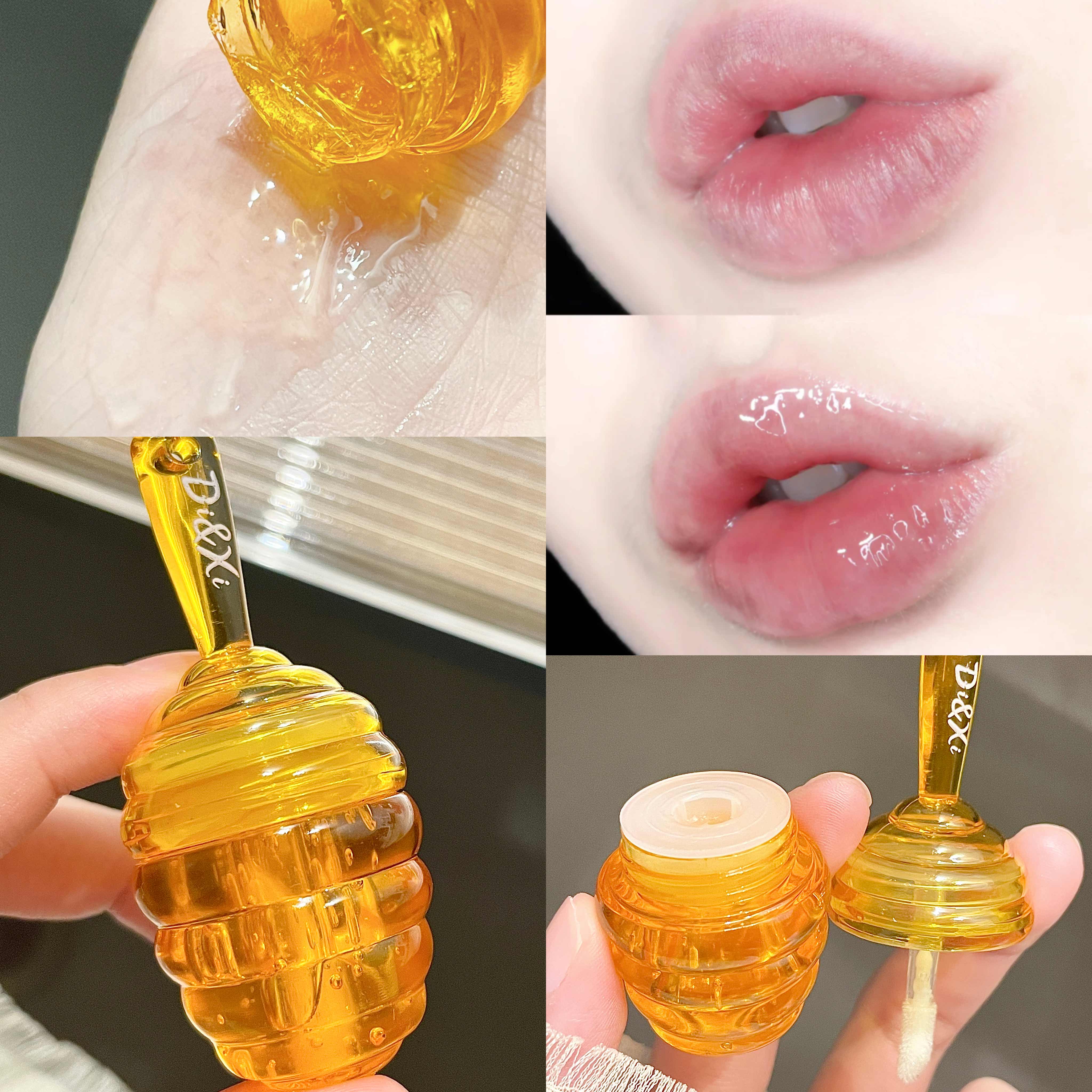 Pequeno Pote de Mel Óleo Labial Hidratante Girl Glass Lip com Brilho e ...