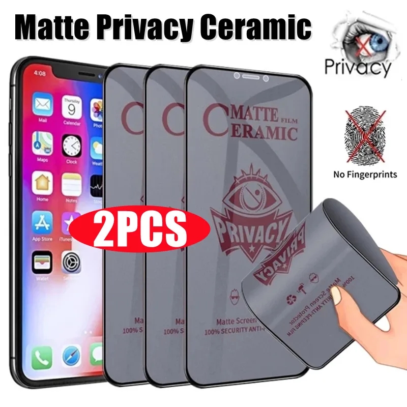 2 Pçs Protetor de Tela de Privacidade Cerâmica Fosca para 15 Pro Max ...