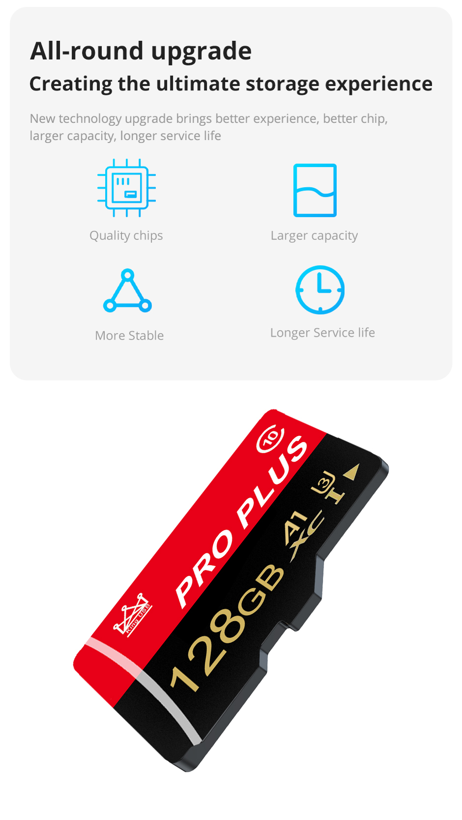 Cartão de Memória PRO Plus Micro SD Classe 10 2GB U3 Adequado para Telefones Celulares ...