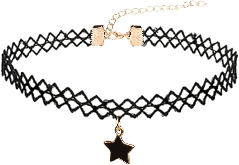Conjunto de 8 peças Colar de Moda Retro Gótico Colar Preto Halloween ...