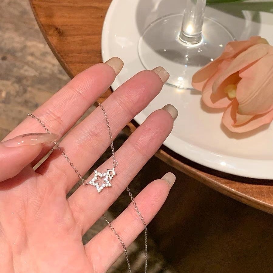 Colar Estrela Colar Feminino de Luxo Feminino Nicho de Luxo Cinco pontas de Estrela Cadeia de ...