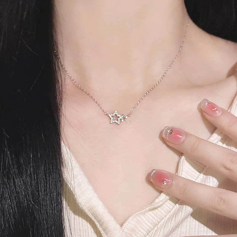 Colar Estrela Colar Feminino de Luxo Feminino Nicho de Luxo Cinco pontas de Estrela Cadeia de ...