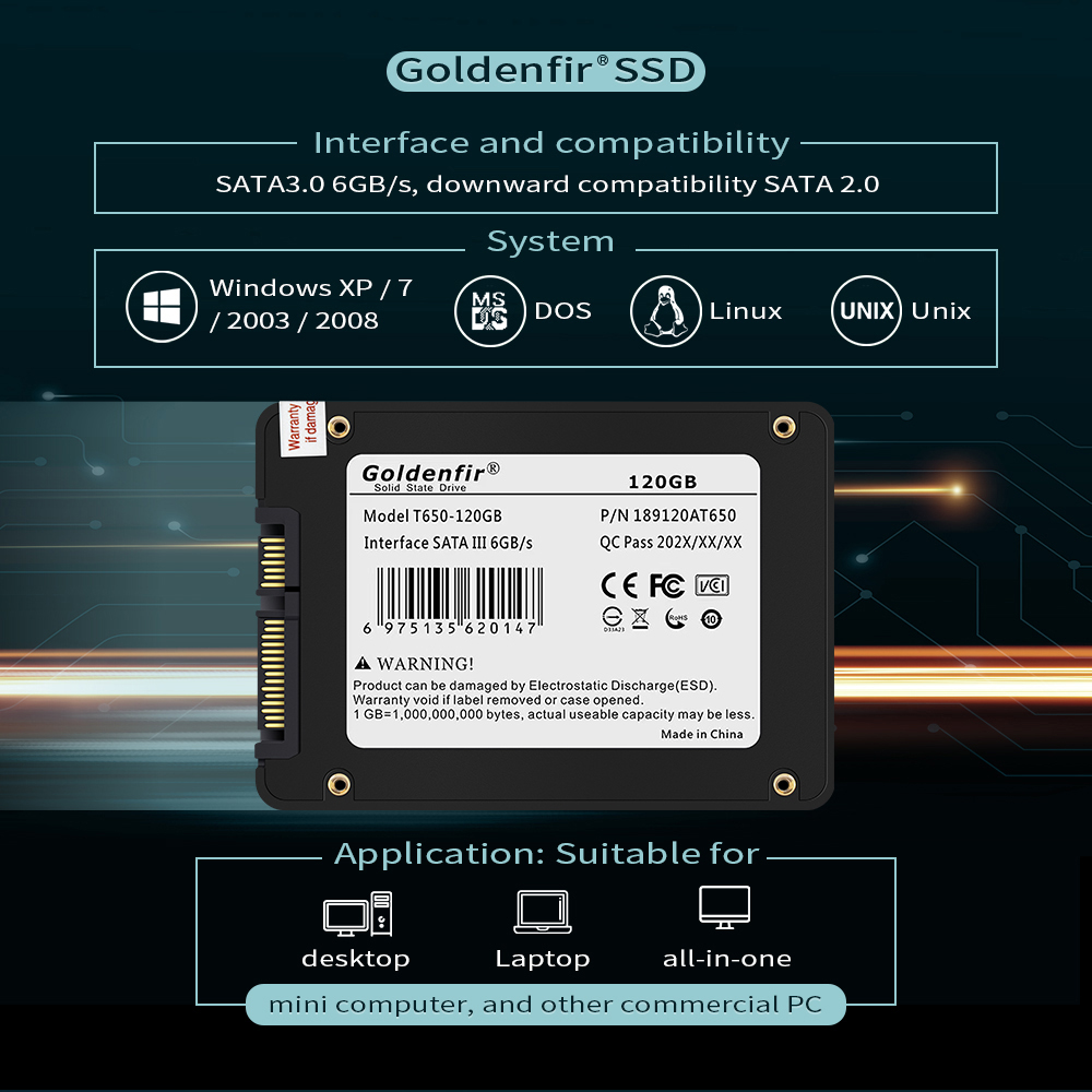 Goldenfir SSD 480GB 500GB 512GB 2.5-inch built-in solid-state drive desktop laptop | Shopee Brasil