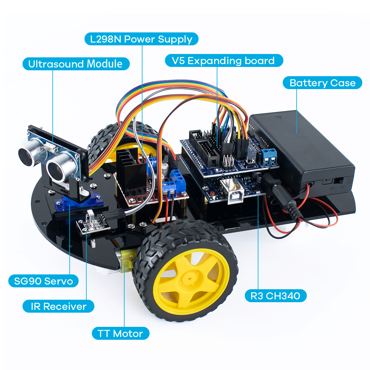 LAFVIN Arduino 2WD Kit Chassi De Carro Com CD Tutorial Robô De ...