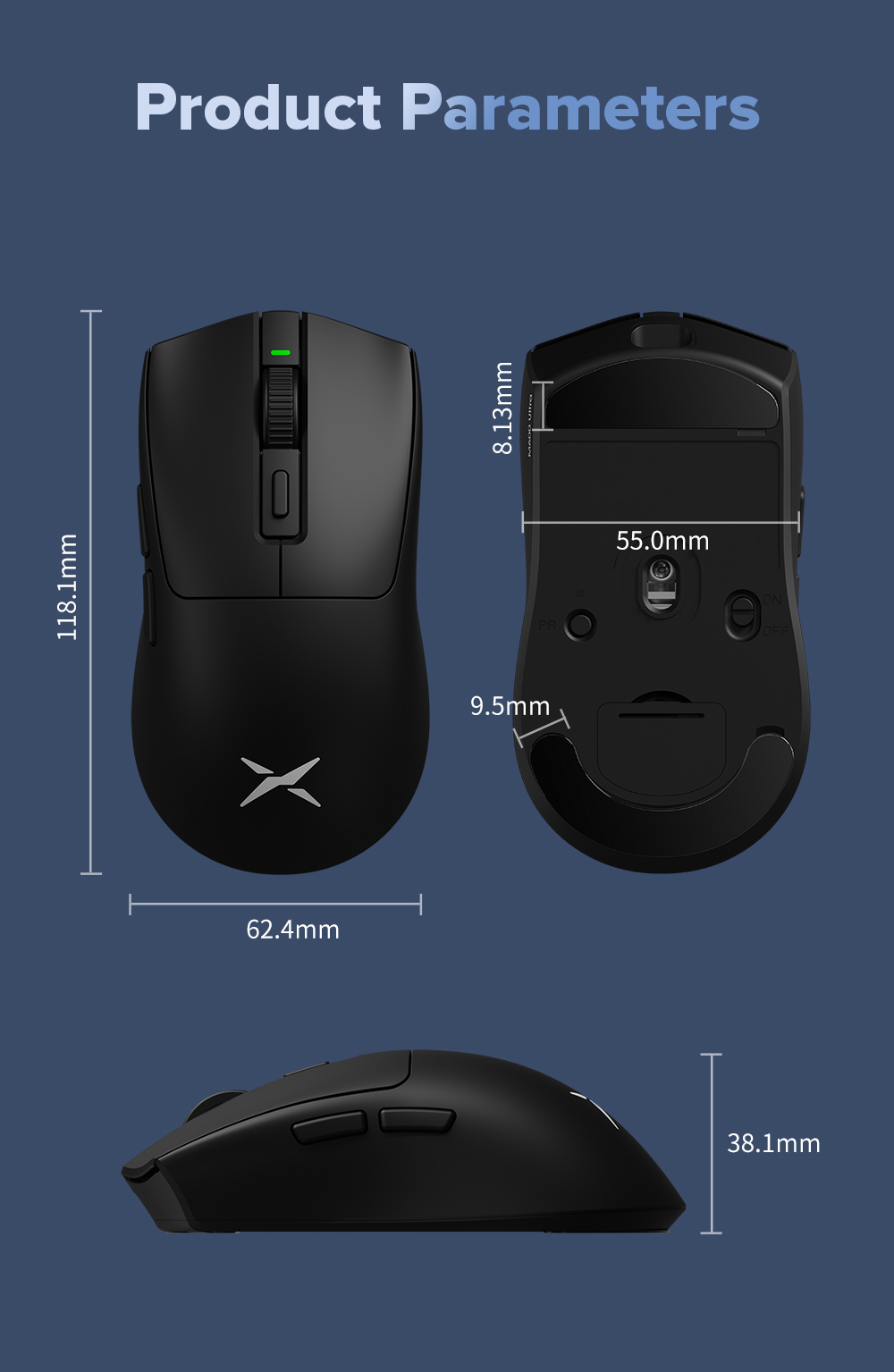 Delux M600 PRO PAW3395 Mouse Para Jogos DPI MAX 26000 Com Fio 2.4G Sem ...