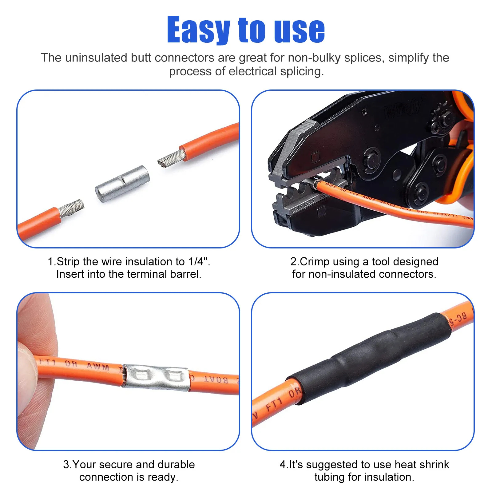 Conectores De Crimpagem De Virola De Cobre Duráveis-200 Unidades De ...