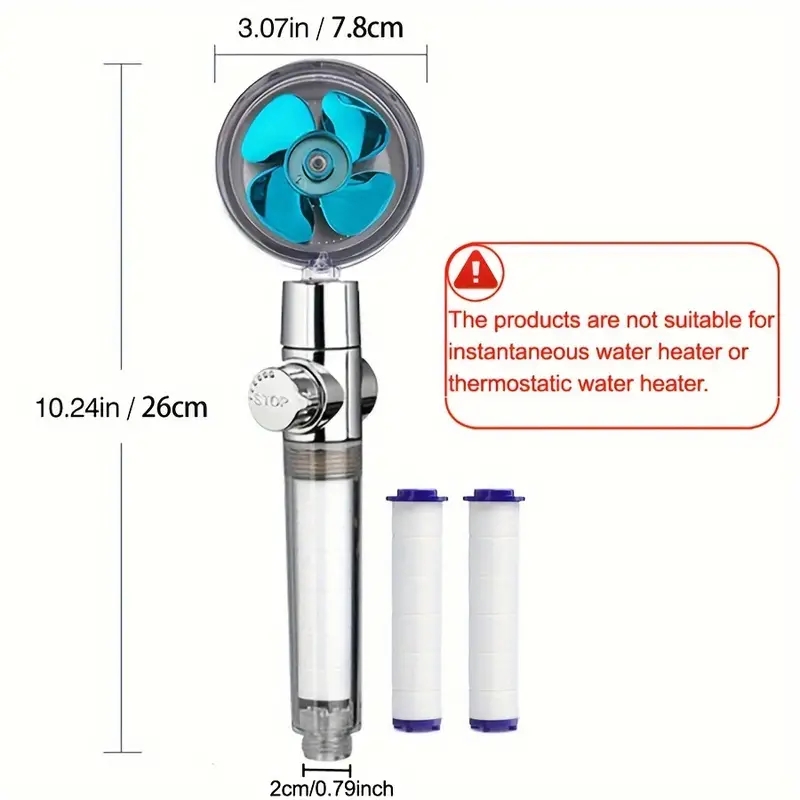 Chuveiro Turbocompressor Portátil de Alta Pressão com 5 Filtros e ...