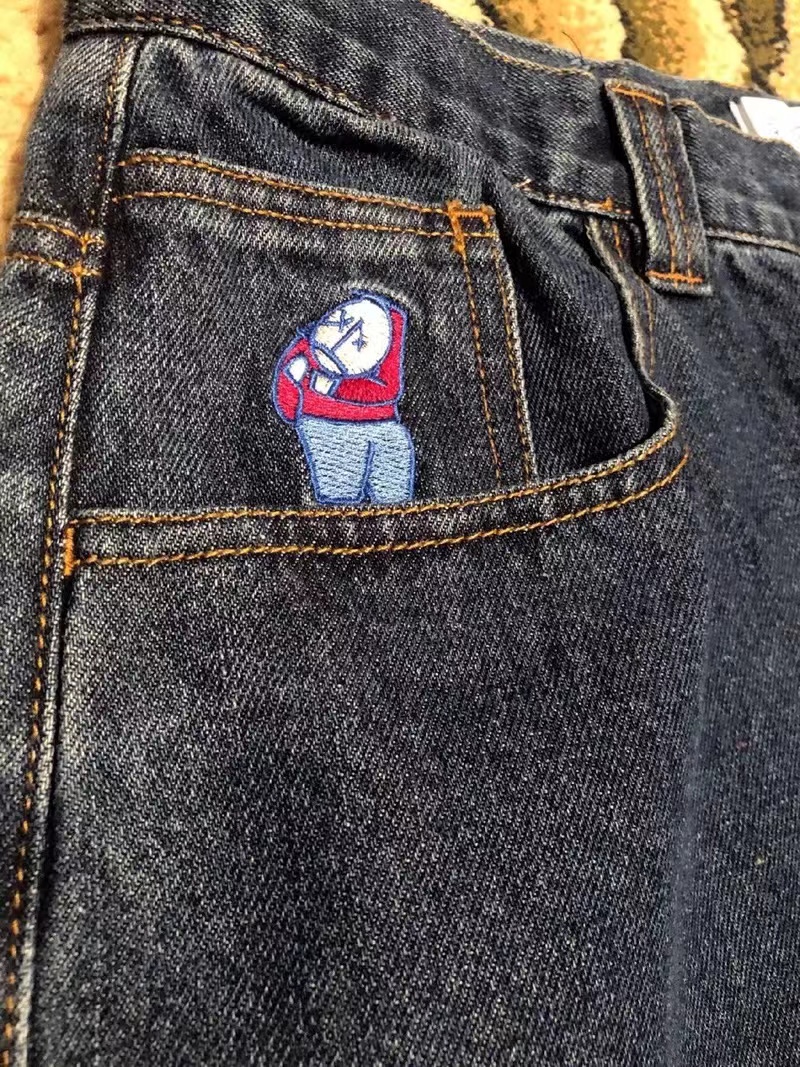 Y2K Big boy Jeans for Men Streetwear Baggy Bordado Denim Lazer Calças ...