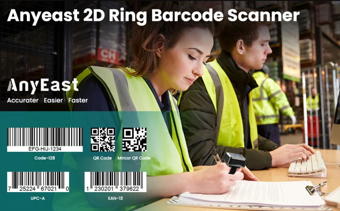 Mini Scanner De Código De Barras De Conexão 3 Em 1 1D 2D Vestível Com ...