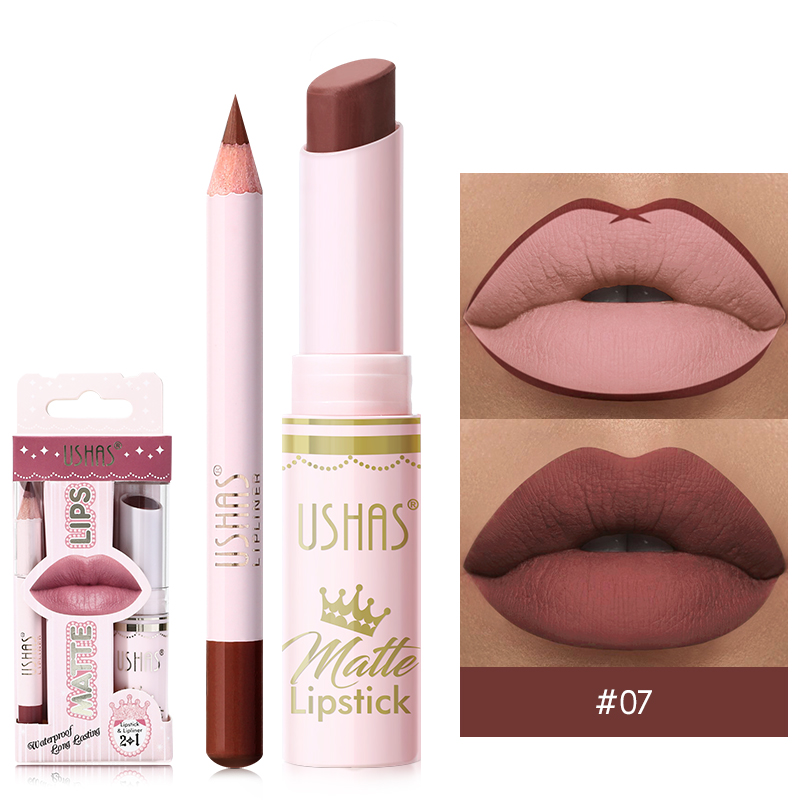 Ushas 6 Cores Batom Líquido Mate + Forro de Lábios de Veludo Brilho Labial Nu | Shopee Brasil