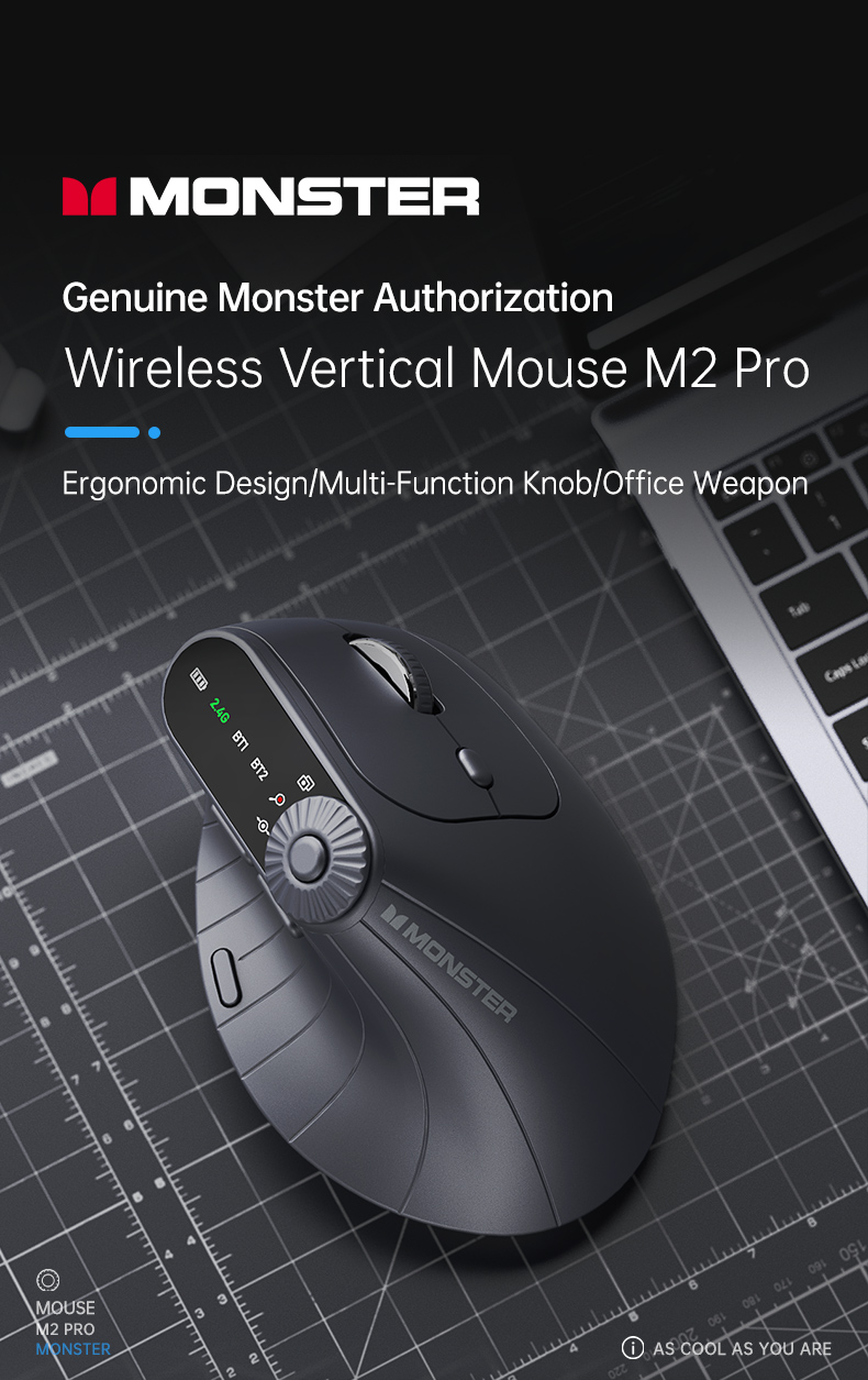 Monster M2 PRO Mouse Sem Fio 2.4G Bluetooth Compatível Com Vários ...