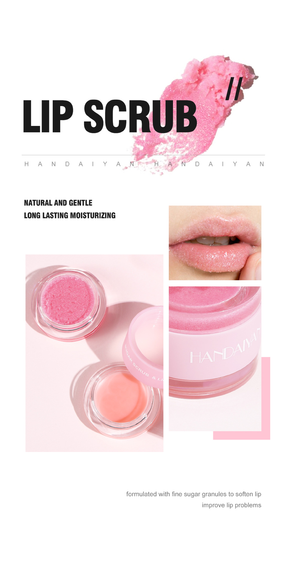 HANDAIYAN Máscara labial esfoliante esfoliante para os lábios Frosted ...