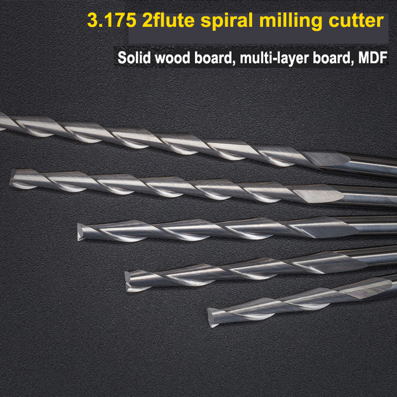 10 Pcs 3.175 1 / 8 Shank 2 Flauta Espiral Fresa Cnc Flat Nose End Moinho Gravura Router Bit Para ...
