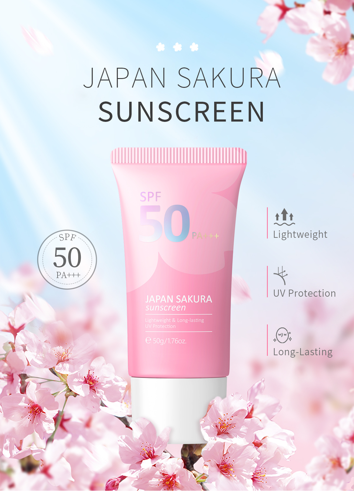 LAIKOU Japão Protetor Solar Branqueador Sakura Fps 50 PA + UV 50g | Shopee Brasil
