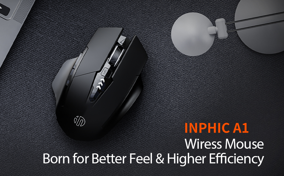 INPHIC Mouse Sem Fio 2.4G Bluetooth Silent Recarregável DPI Ajuste ...
