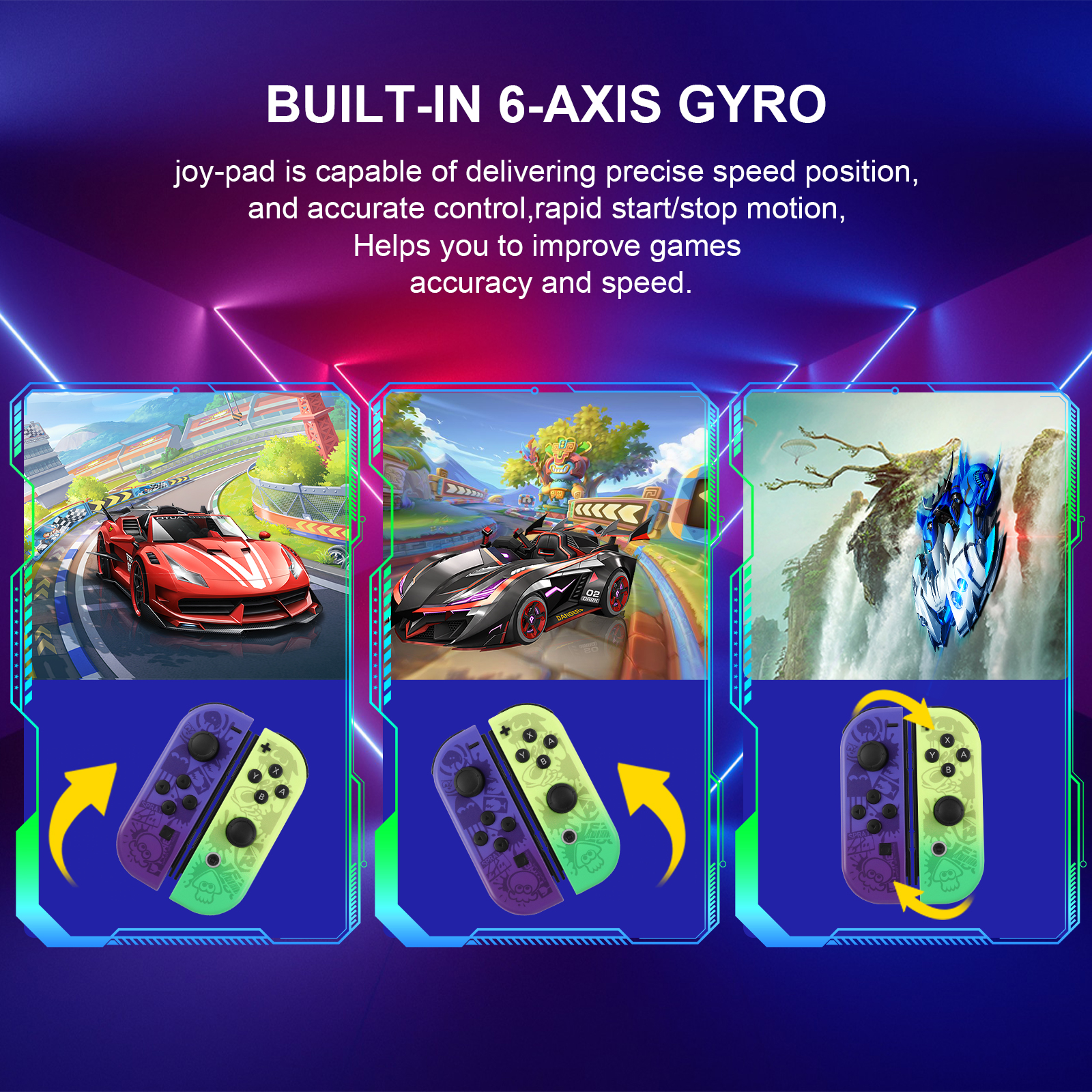 Joypad Bluetooth Dupla Vibração L/R com 6 Eixos Gyro Switch para ...