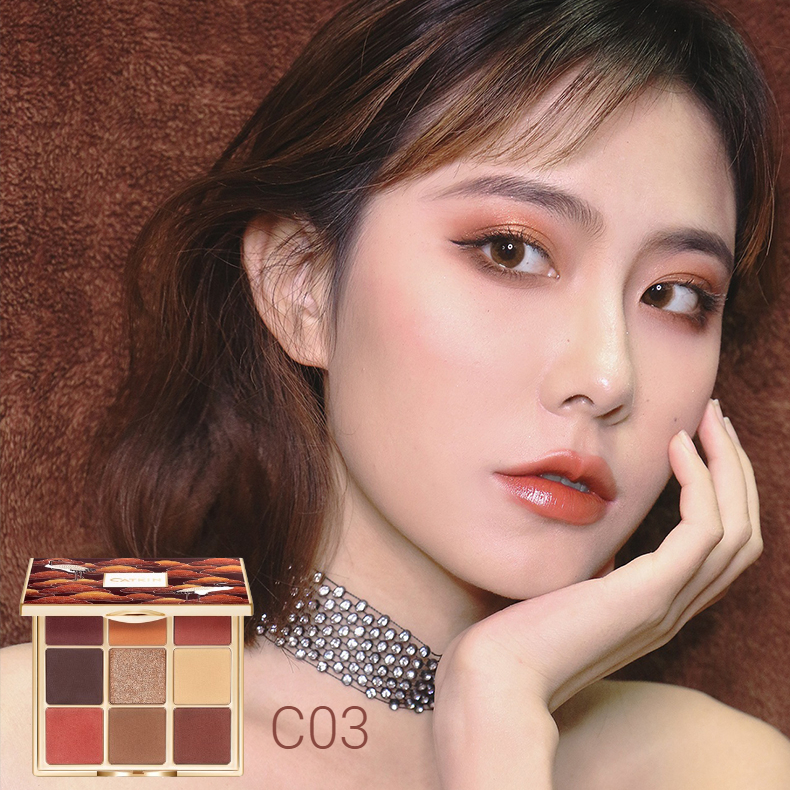 CATKIN 9 Cores Paleta De Sombras Glitter O Dia Todo Textura Suave Fácil De Aplicar Sombra De ...