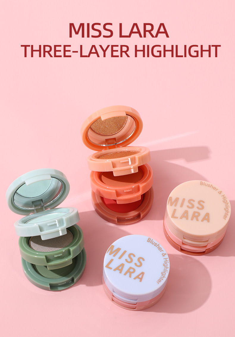 Miss Lara 3 In 1 Paleta Blush Highlighter De Pó De Três Camadas All-One ...