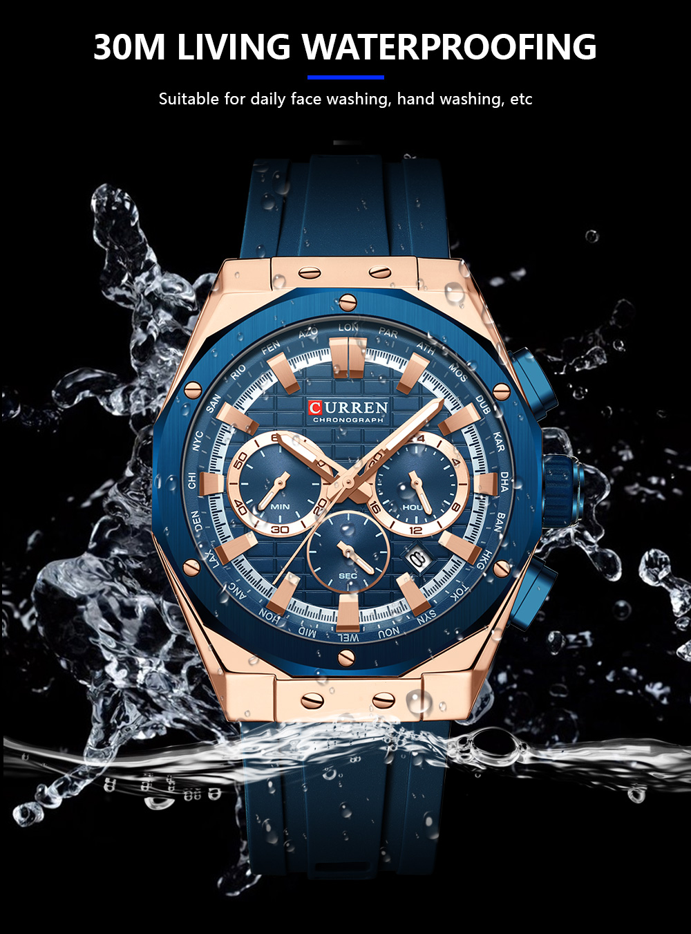 CURREN Relógio Masculino Marca Original Chronograph Ponteiros Luminosos ...