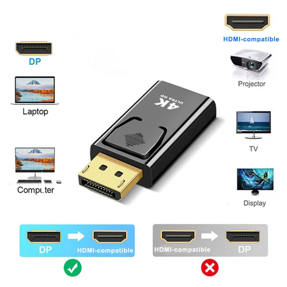 Adaptador conversor 4K 1080P DP para HDMI para PS5, PC, HDTV, Desktop ...