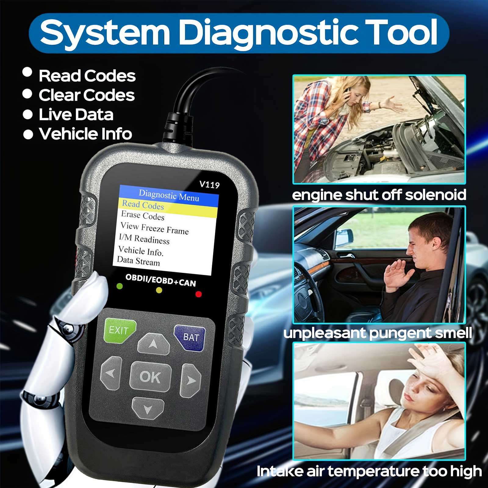 Leitor de Código de Ferramenta de Diagnóstico OBD2 para Carro Testador ...