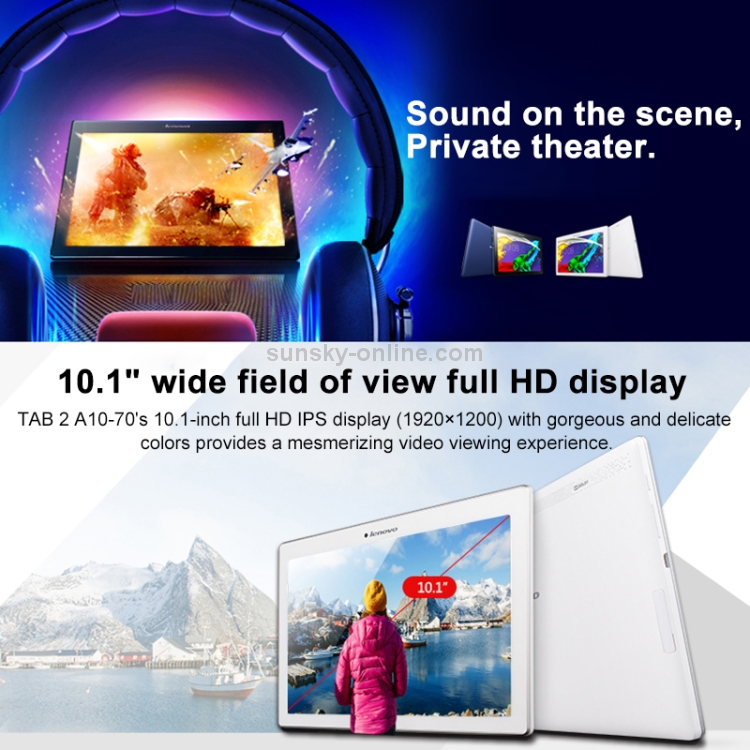 10.1 Polegadas Tablet Tab 2 A10-70F/70LC MT8165 Quad Core 64 Bits 2 Gb ...