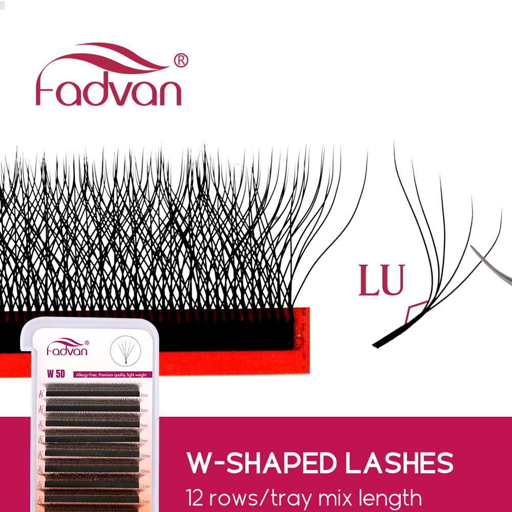 Fadavn Cílios 12 Linhas M (LU) Curl YY 3D 4D 5D W Forma Fox Style Extensões De Volume Brasileiro ...