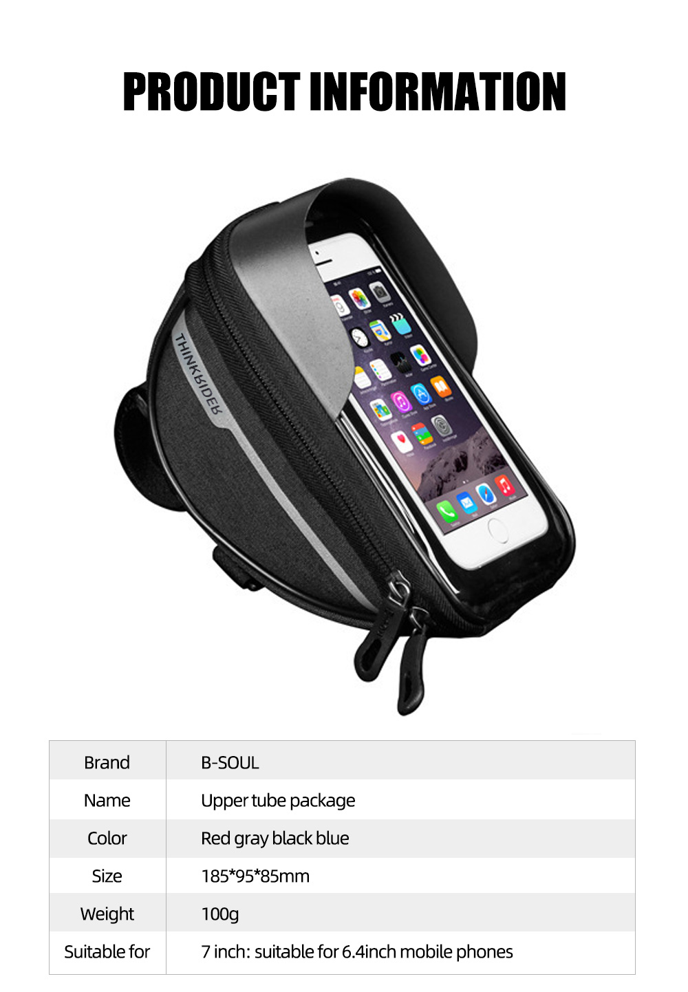 ThinkRider Bike Bag 2L Saco De Bicicleta À Prova D'água De 7 Polegadas ...