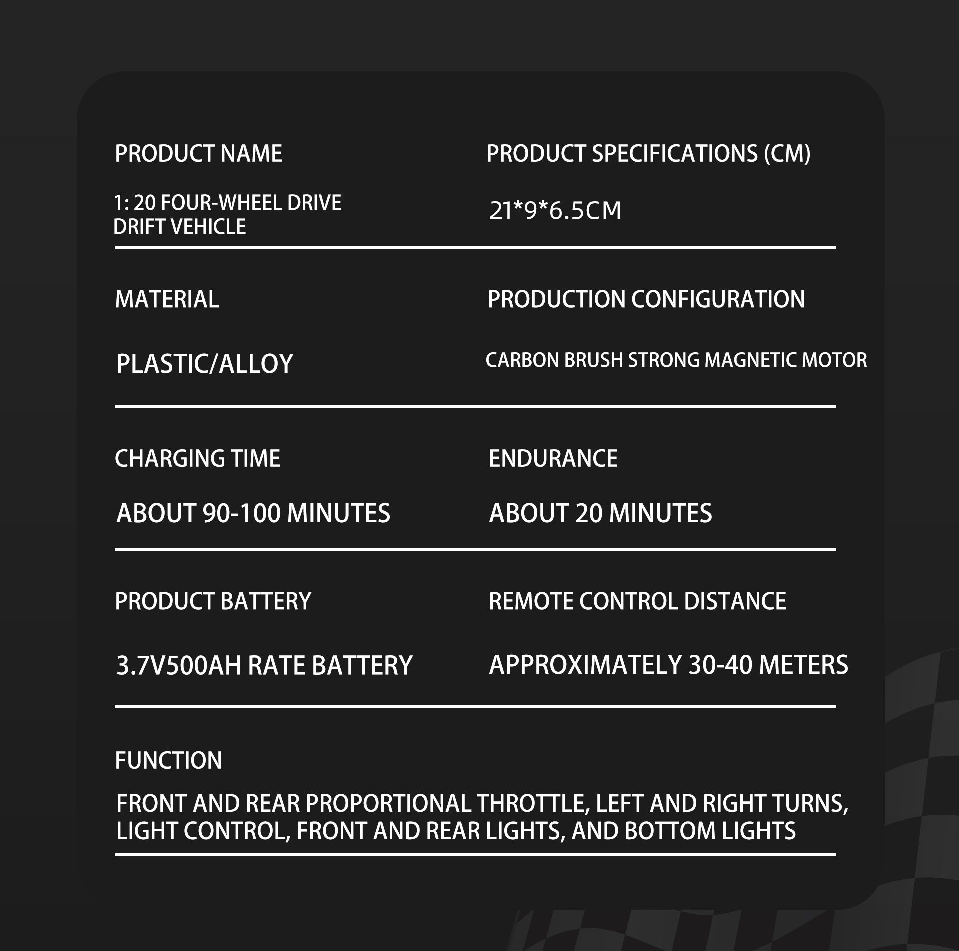 1/20 4WD RC Racing Drift Car Control Speed Dodge Hellcat Acelerador ...