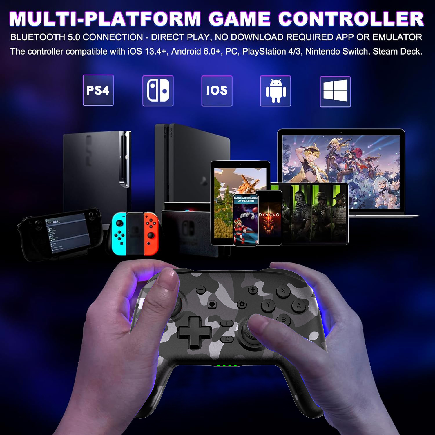 Switch Pro Gamepad Computador Gamepad Controlador de jogos sem fio ...