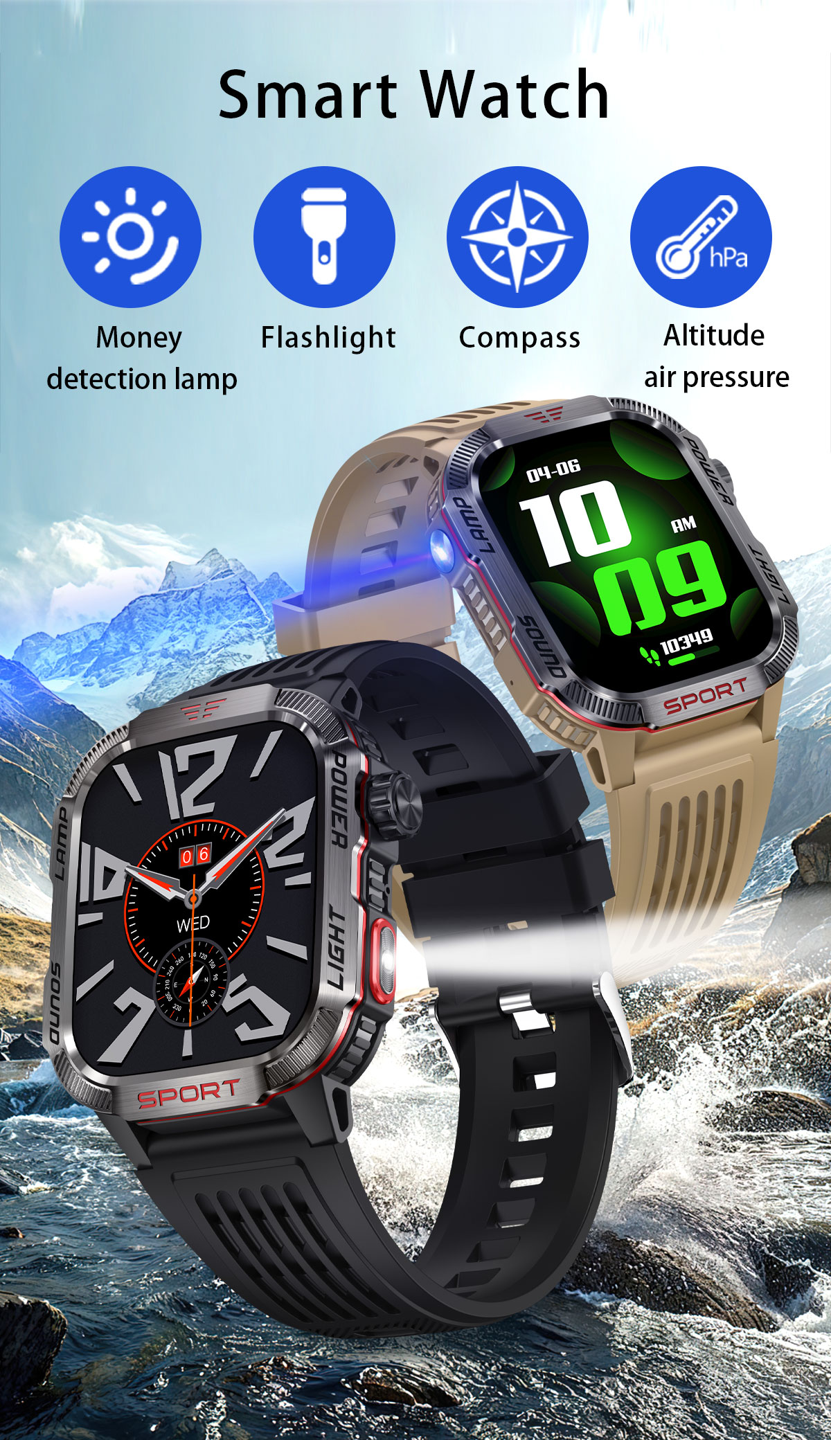 2025 Para Homens Xiaomi Robustos Smartwatch Militar Exterior Bluetooth ...