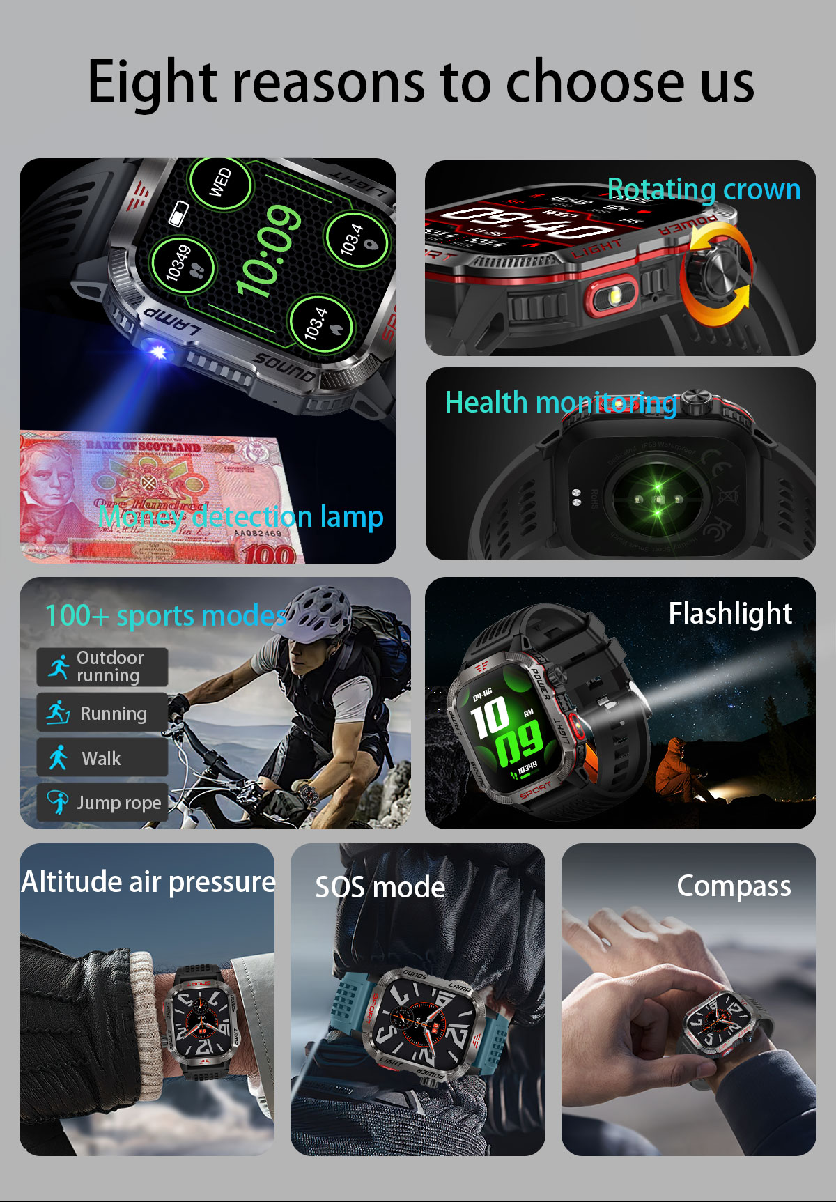 2025 Para Homens Xiaomi Robustos Smartwatch Militar Exterior Bluetooth ...