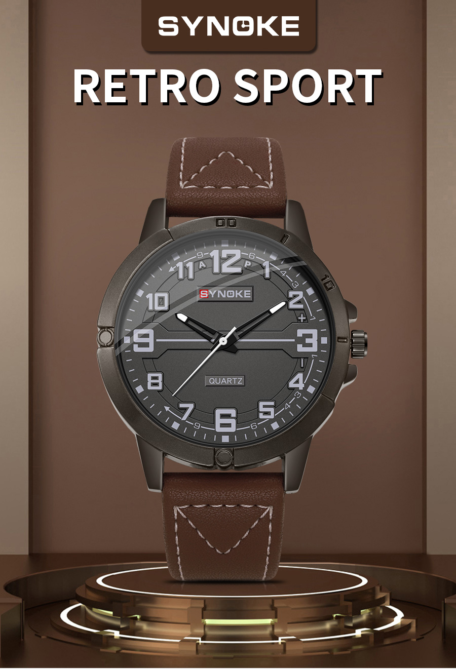 Sinoke Relógio Homem Original De Couro De Luxo Cronógrafo Luminoso Data Quartzo | Shopee Brasil