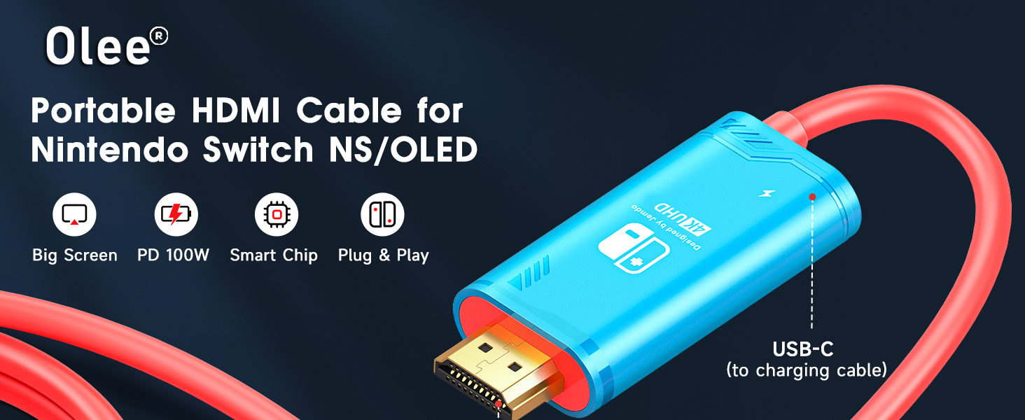 Cabo HDMI Portátil Compatível Com Nintendo Switch NS/OLED , USB C Para Substitui O Dock Original ...
