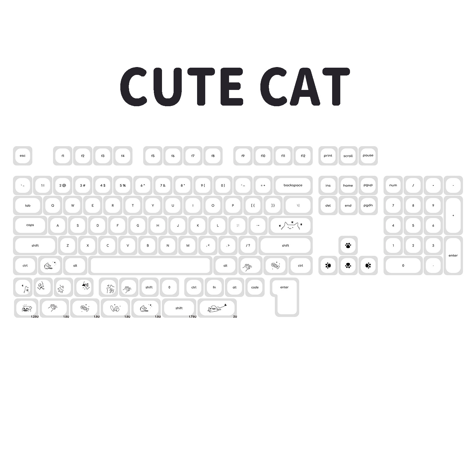 Teclas Fofas De Gato/Cachorro PBT Dye-sub MOA Profile Keycap Keycaps ...