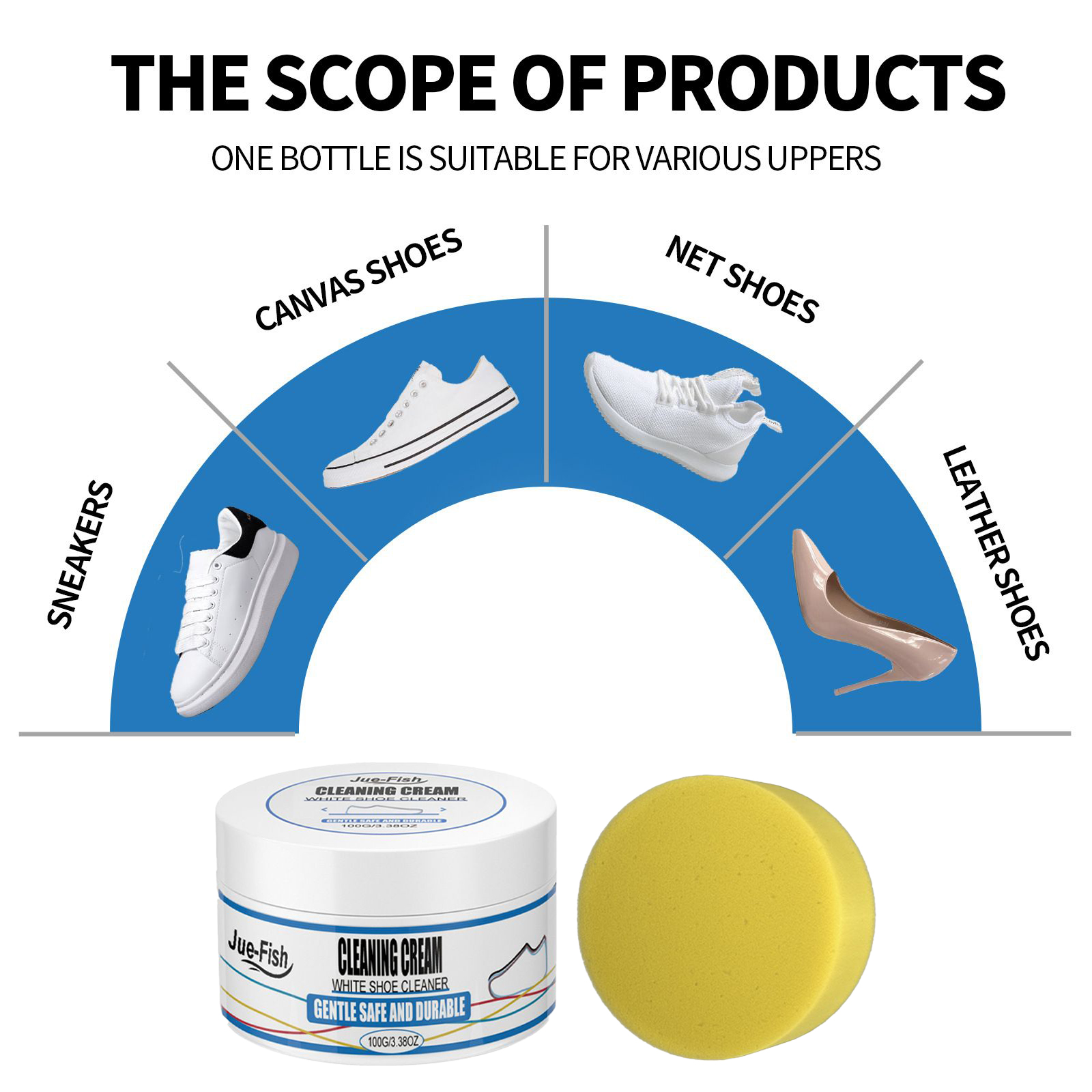 JUE-FISH Creme de Limpeza Multiuso Eficaz para Calçados, Sapatos de ...