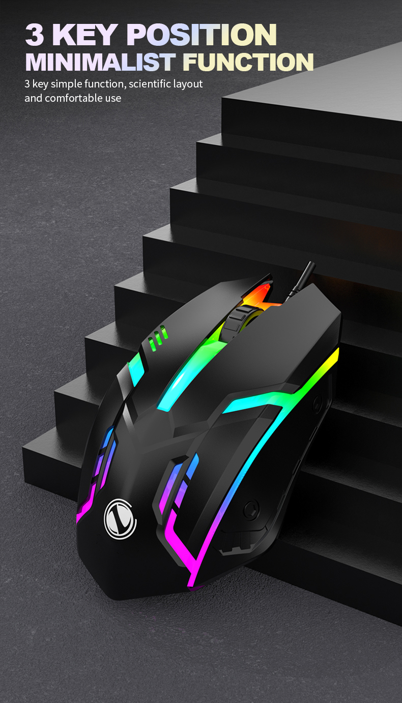 S1 Mouse de Jogo USB com Fio e Luz LED para PC, Laptop e Escritório ...