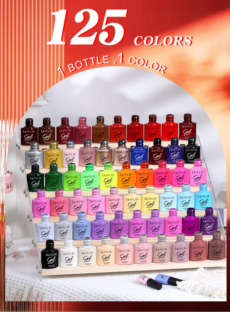 LILY'CUTE 125 Cores Suprimentos De Unhas De Gel De Polimento Vernis Semi Permanente Manicure ...